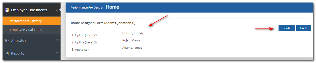 Routing a Form - Performance Pro